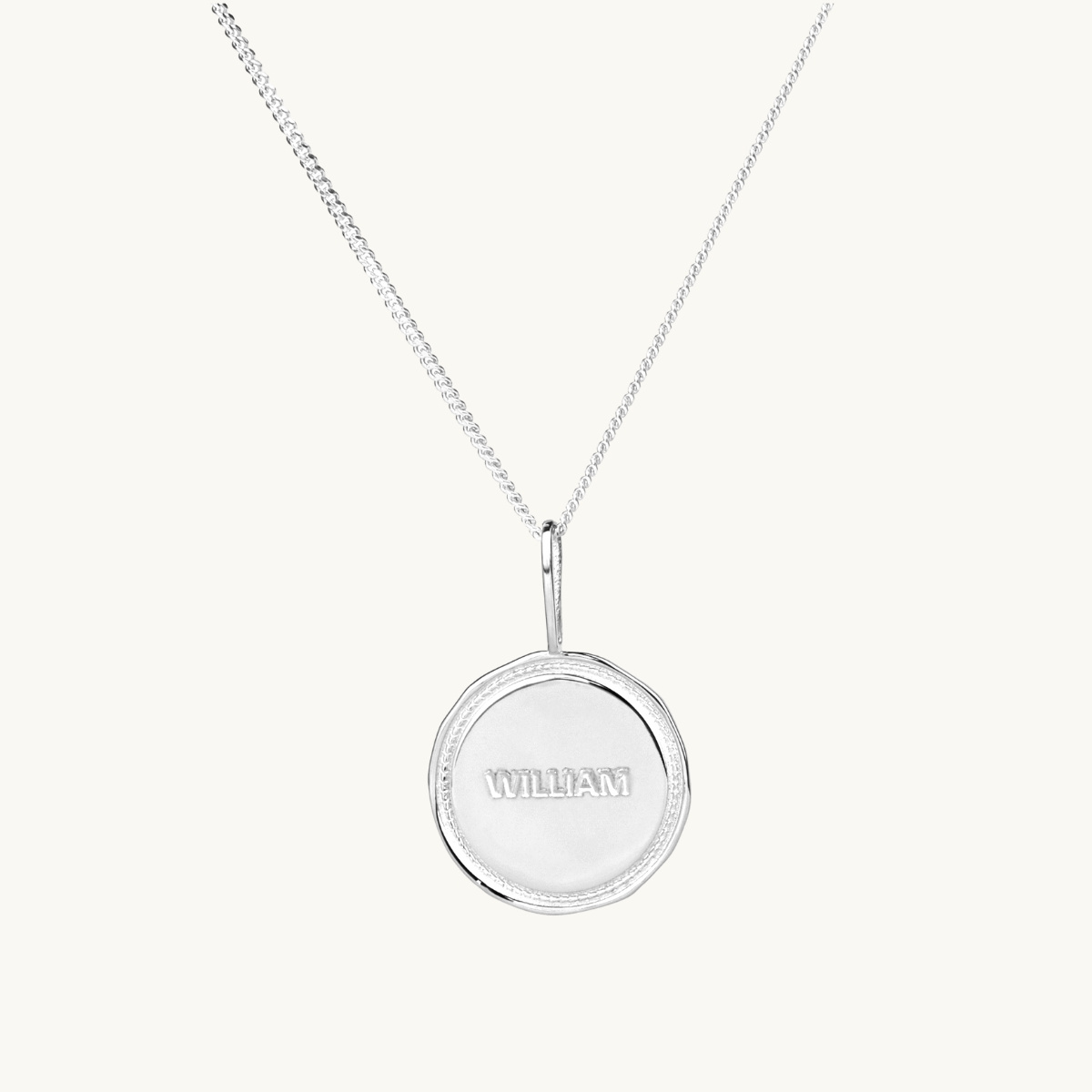 NAME COIN NECKLACE ORGANIC SHAPE SILVER | HALSBAND