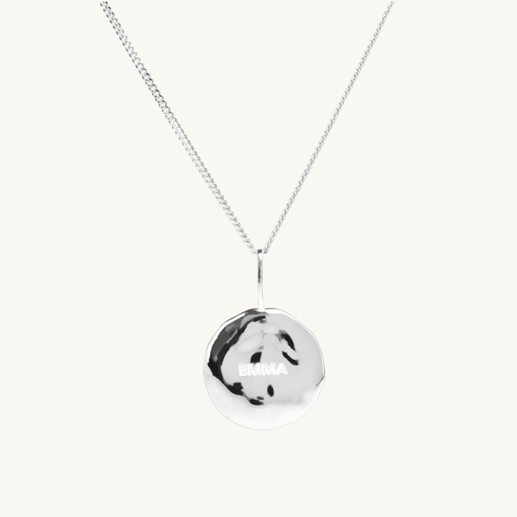 NAME COIN NECKLACE ORGANIC SHAPE SILVER | HALSBAND